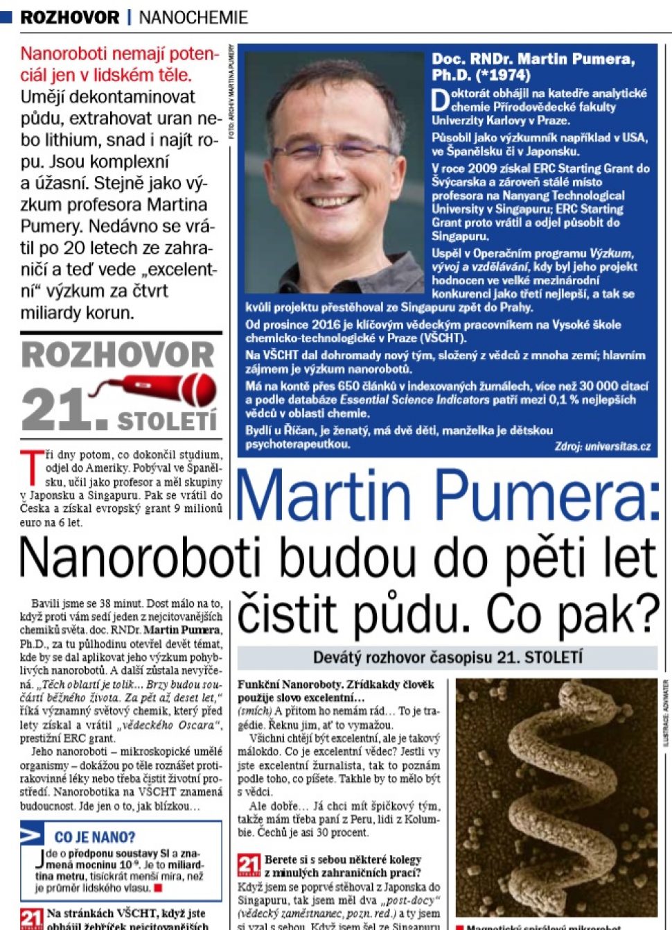 Martin Pumera: Nanoroboti budou do pěti let čistit půdu. Co pak ...